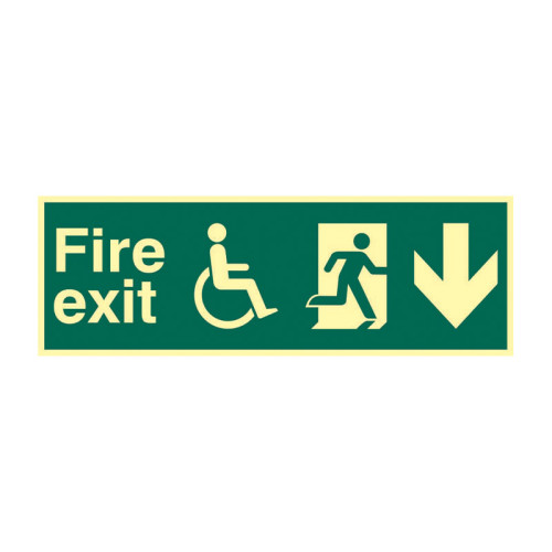 Spectrum Industrial - 'Disabled Fire Exit Man Running Arrow Down' Sign ... Spectrum Industrial - 'Disabled Fire Exit Man Running Arrow Down' Sign ...